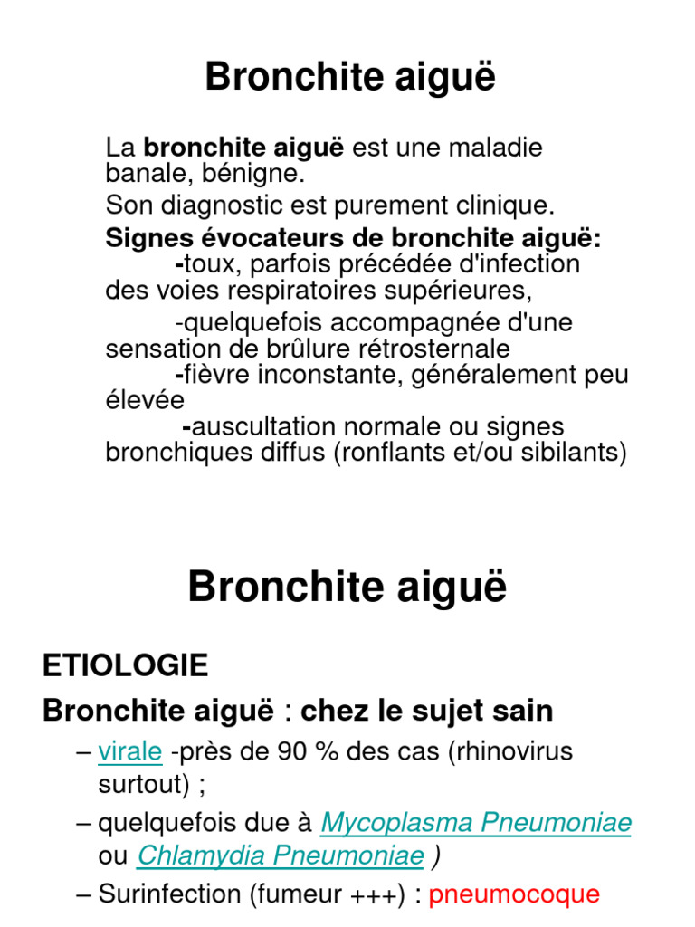Diagnostic et traitement de la bronchite aiguë | PDF | Asthme ...