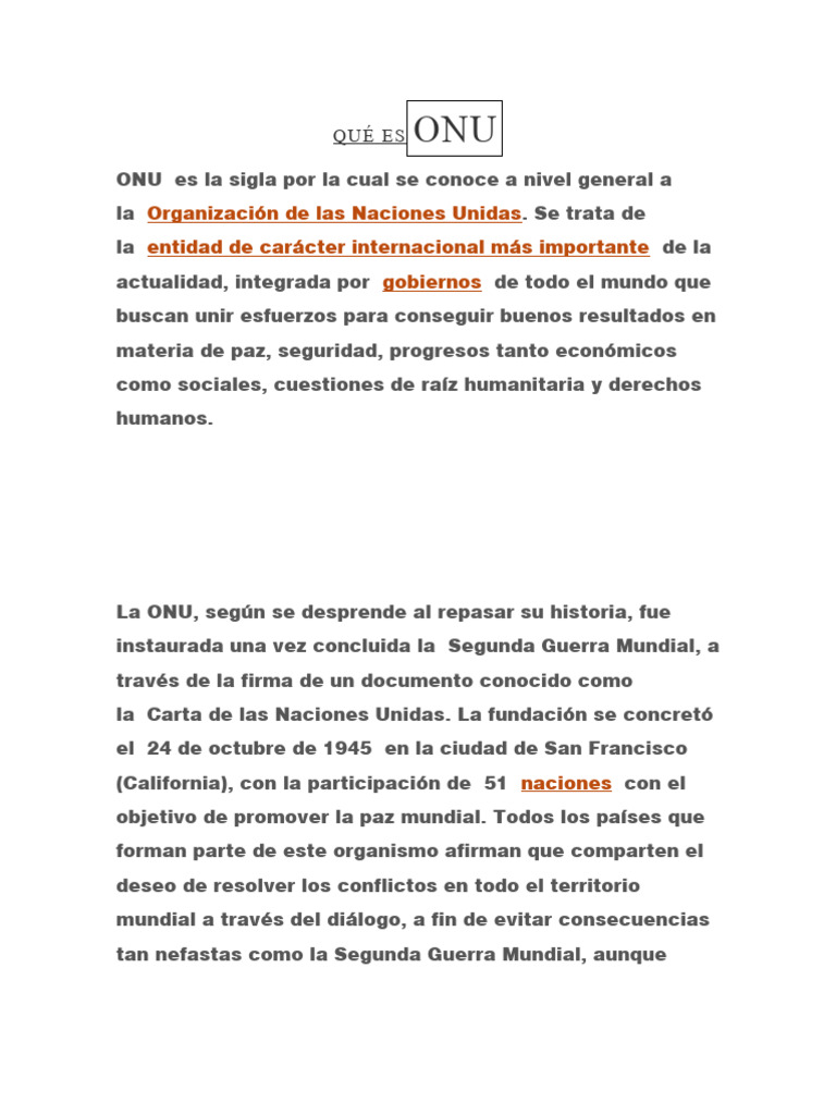 Qué Es Onu | PDF