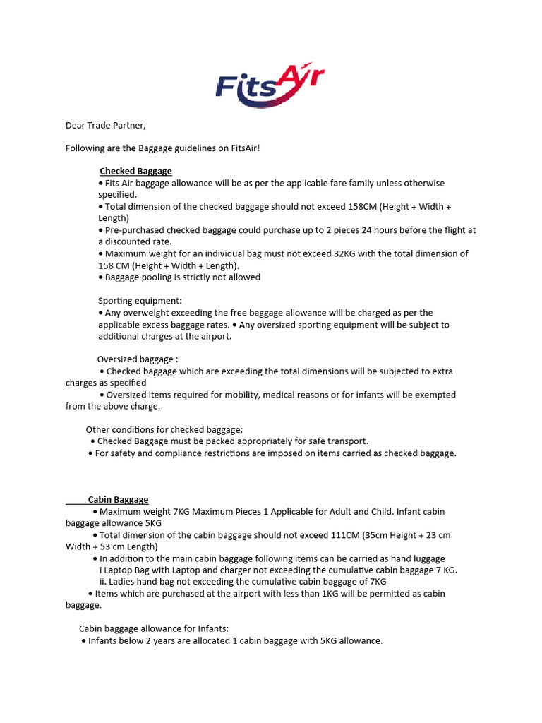 FitsAir Baggage Guidelines | PDF