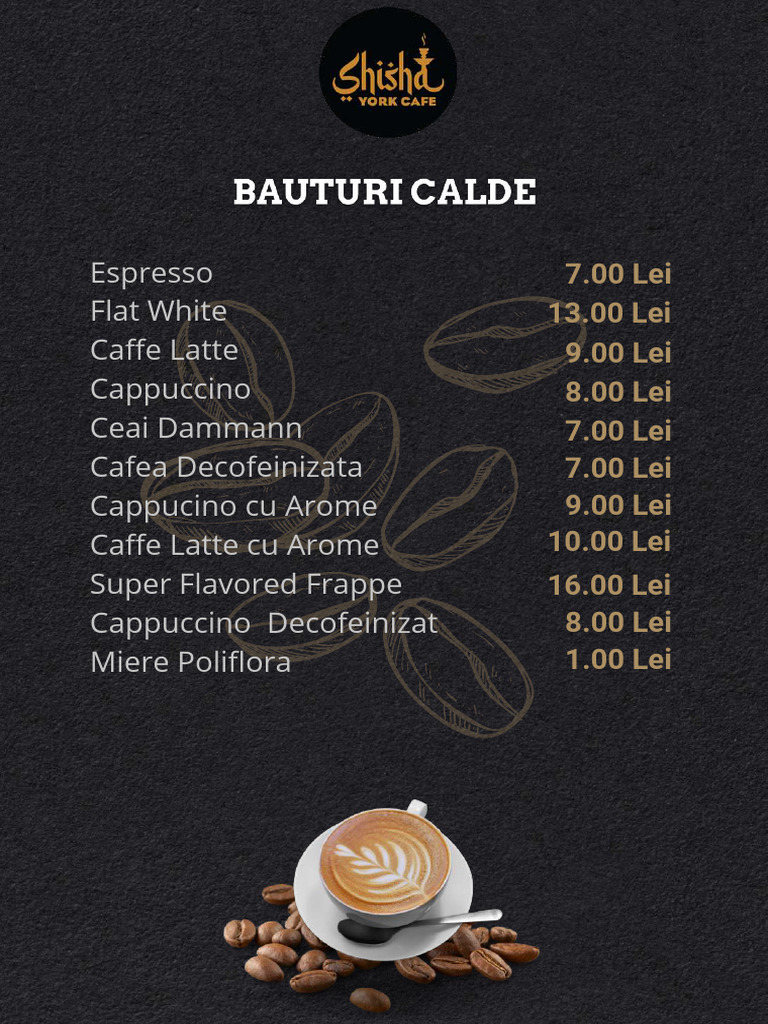 Meniu YORK CAFFE | PDF | Foods | Food And Drink Preparation