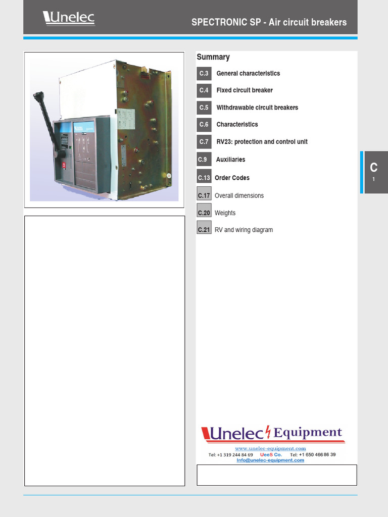 SPECTRONIC SP Air Circuit Breakers Guide | PDF | Equipment | Physical ...
