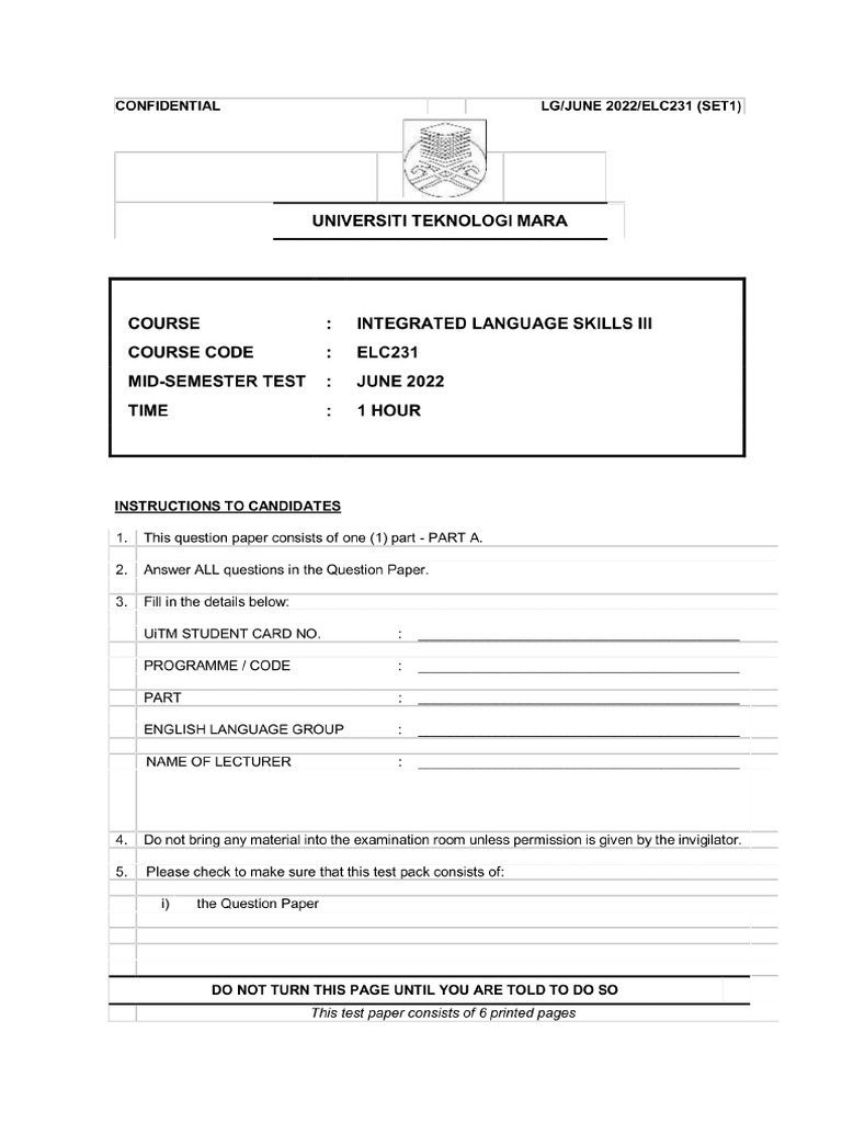 Elc231 - MT - Set 1 - QP | PDF