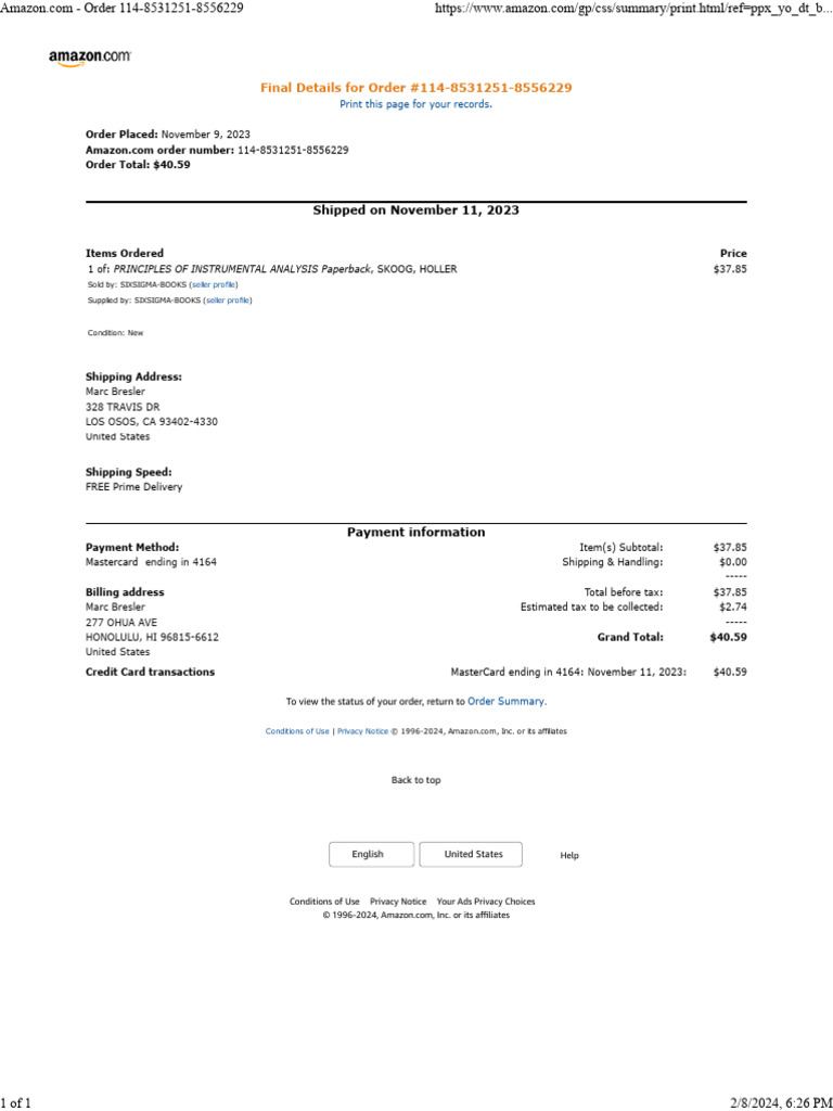 Amazon Order Summary #114-8531251 | PDF | Banking Technology | Trade