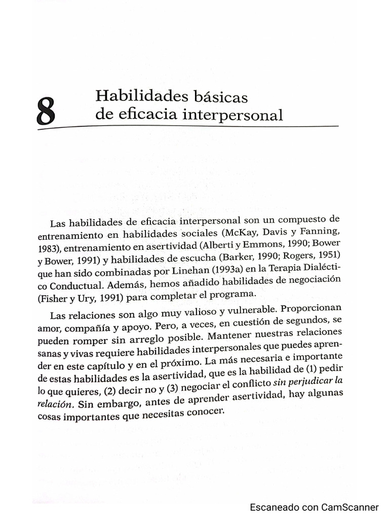 Cap. 8 Habilidades Basicas de Eficacia Interpersonal | PDF