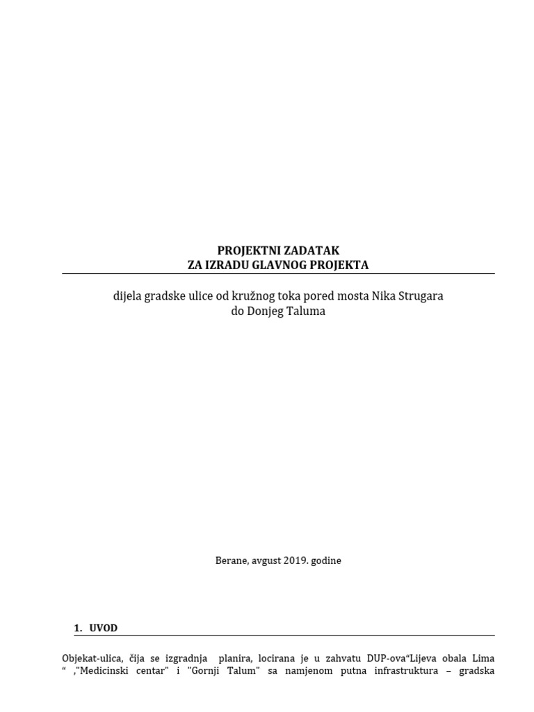 PROJEKTNI ZADATAK Za Nastavak Zaobilaznice 1 | PDF