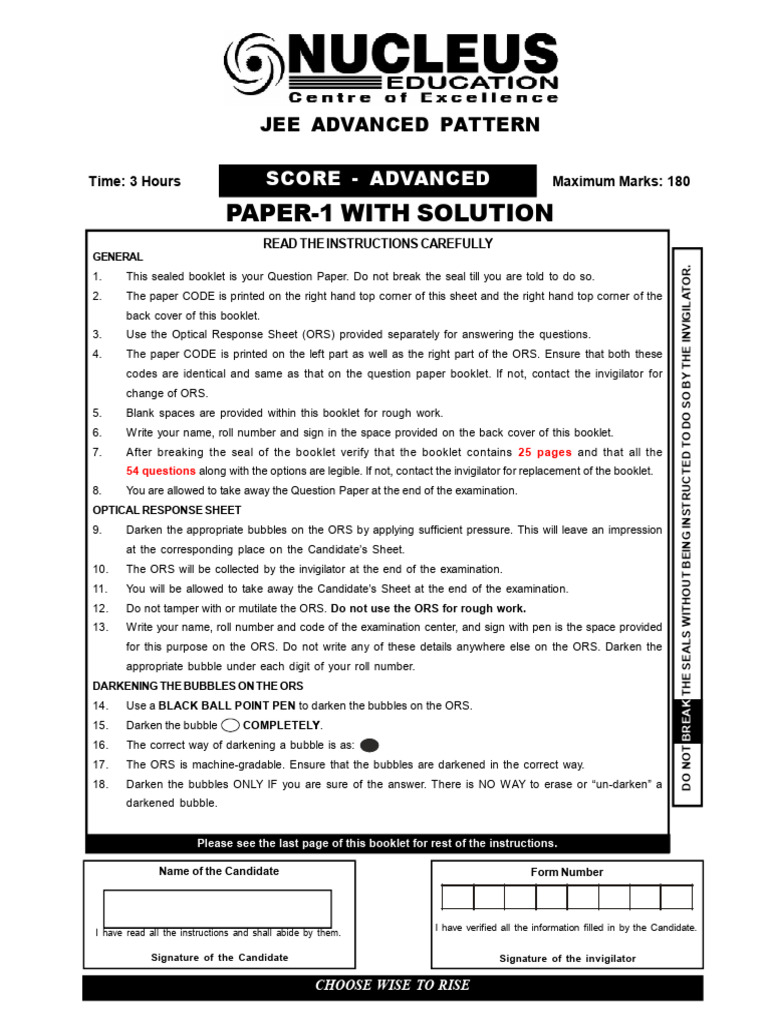 Advanced Test 1 Paper 1 | PDF