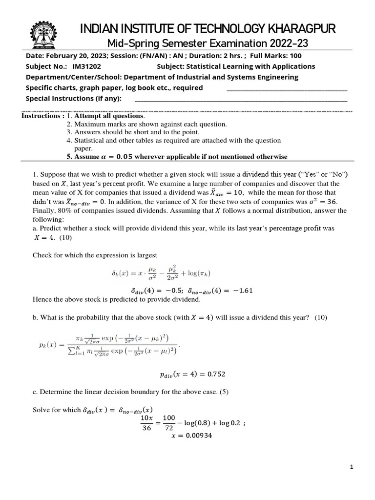 SLA Mid-termV2 Soln | Download Free PDF | Cross Validation (Statistics) | Statistics