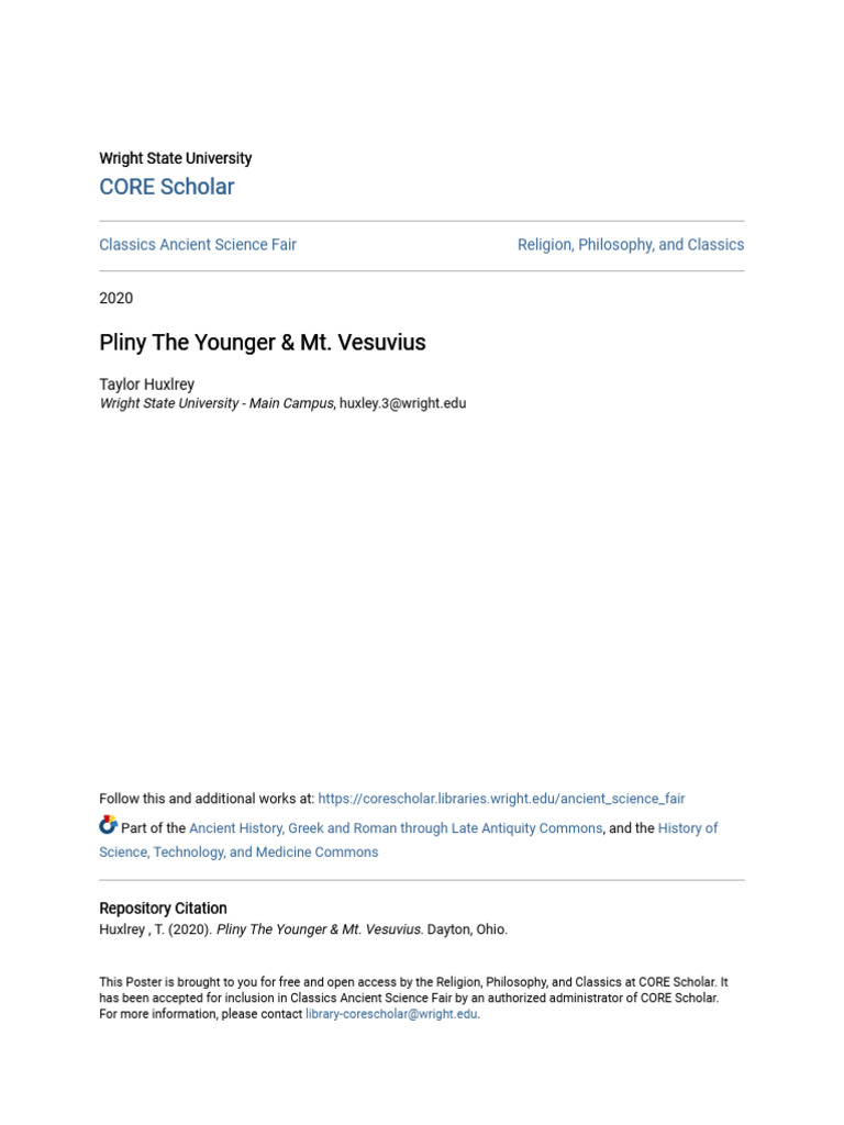 Pliny the Younger’s Insights on Vesuvius | PDF | Mount Vesuvius ...