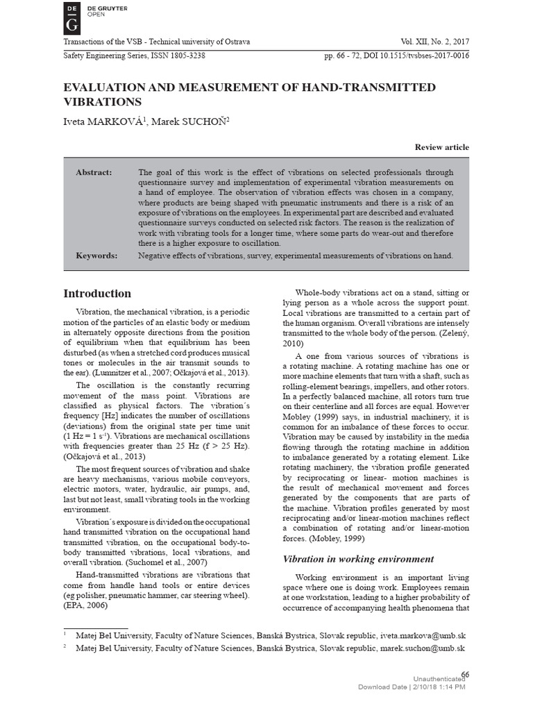 Hand-Transmitted Vibration Effects Study | PDF | Occupational Safety ...