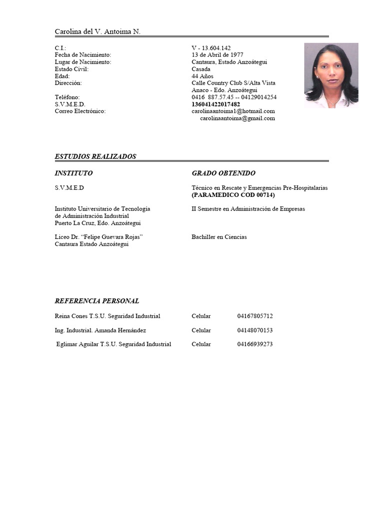 Curriculum Carolina 13 | PDF