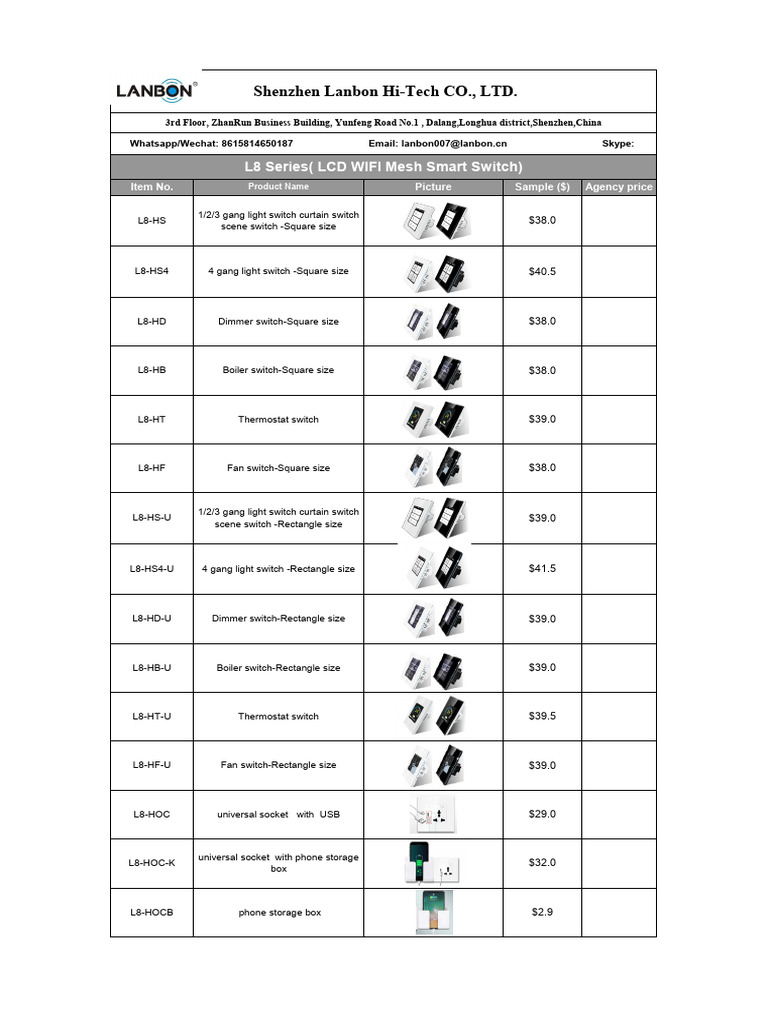 Lanbon L8 Pricelist | PDF | Equipment | Manufactured Goods