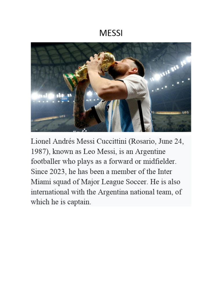 Messi: Career and Biography Overview | PDF