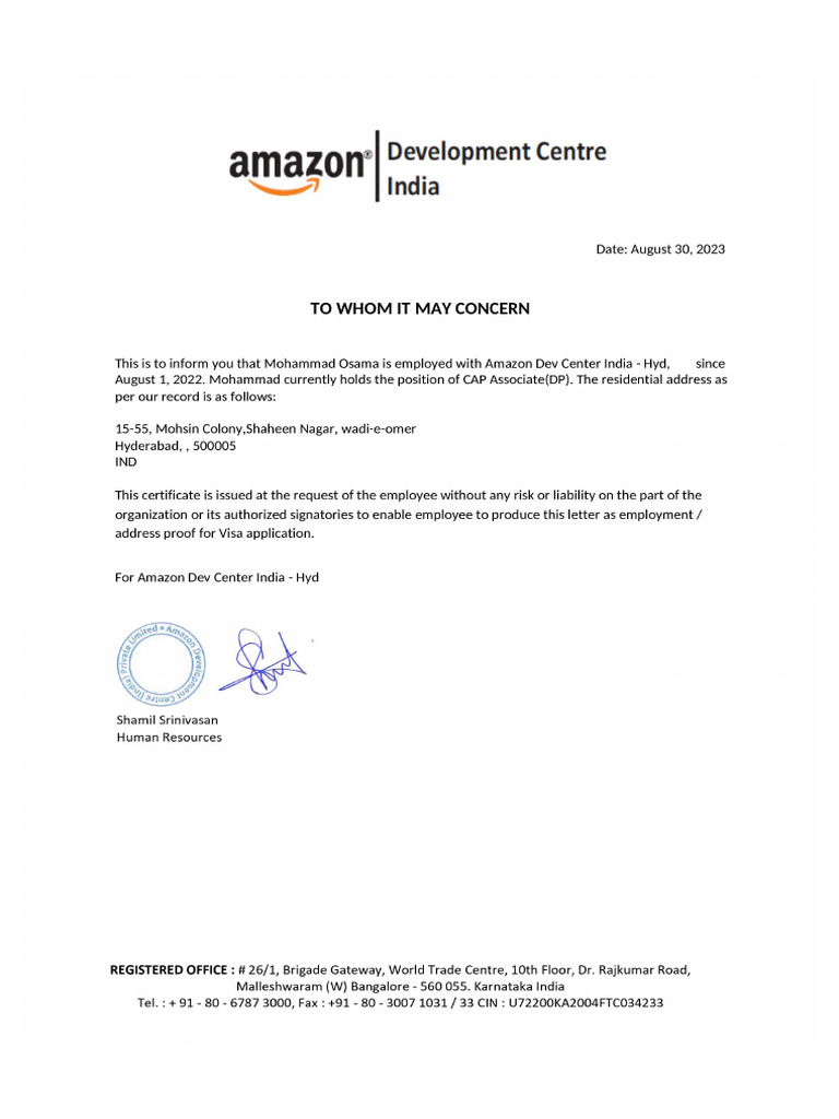 Employment Verification Letter | PDF