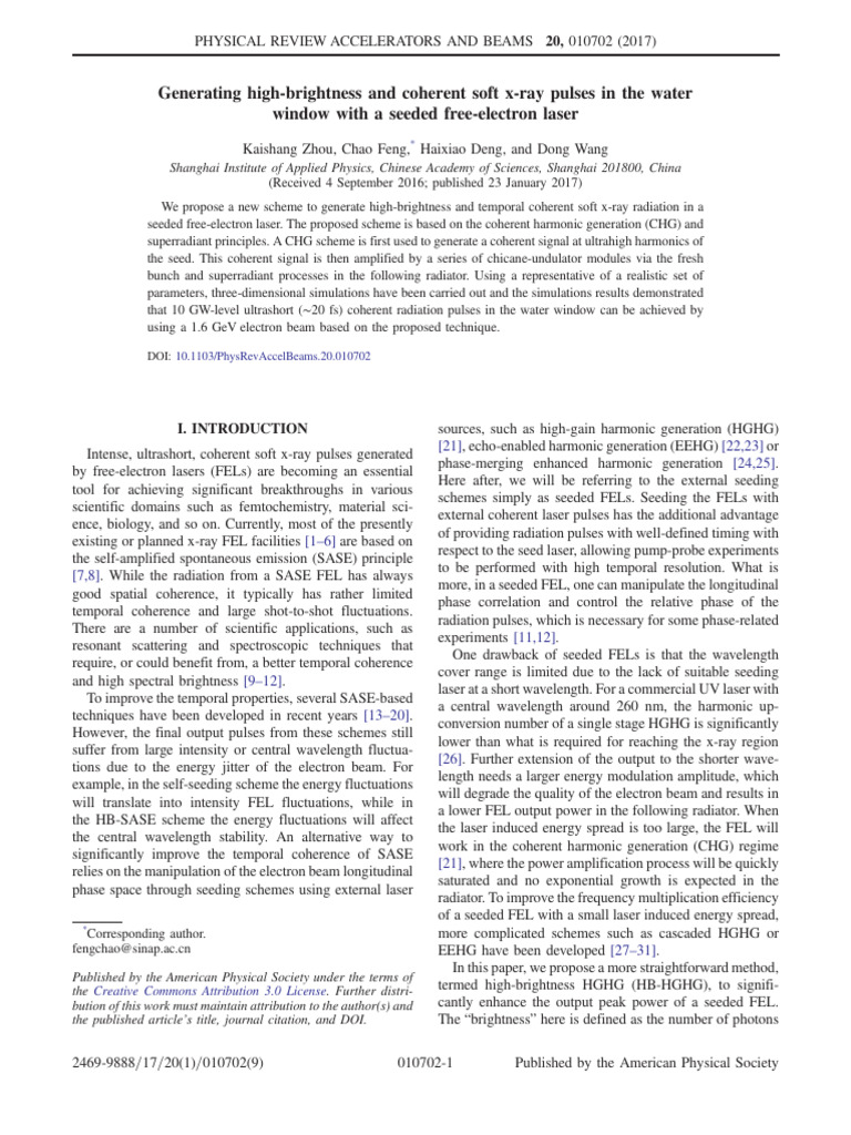 Generating High-Brightness and Coherent Soft X-Ray Pulses in The Water | PDF | Laser | Physical ...