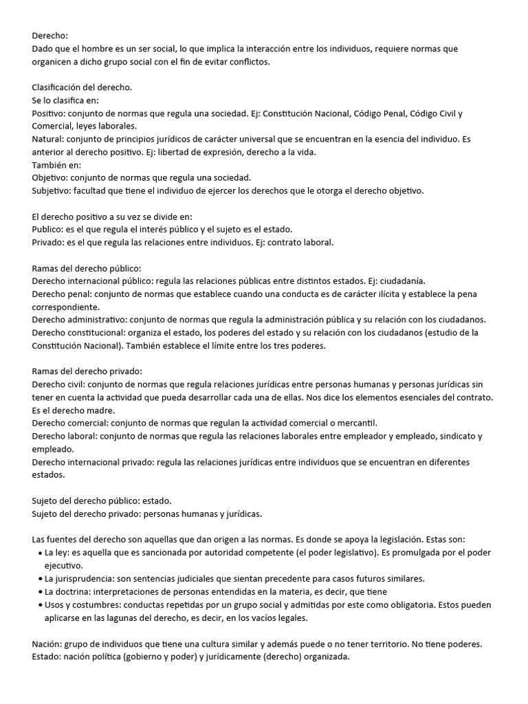 Resumen Elementos Del Derecho Público y Privado | PDF | Derecho laboral | Principios éticos