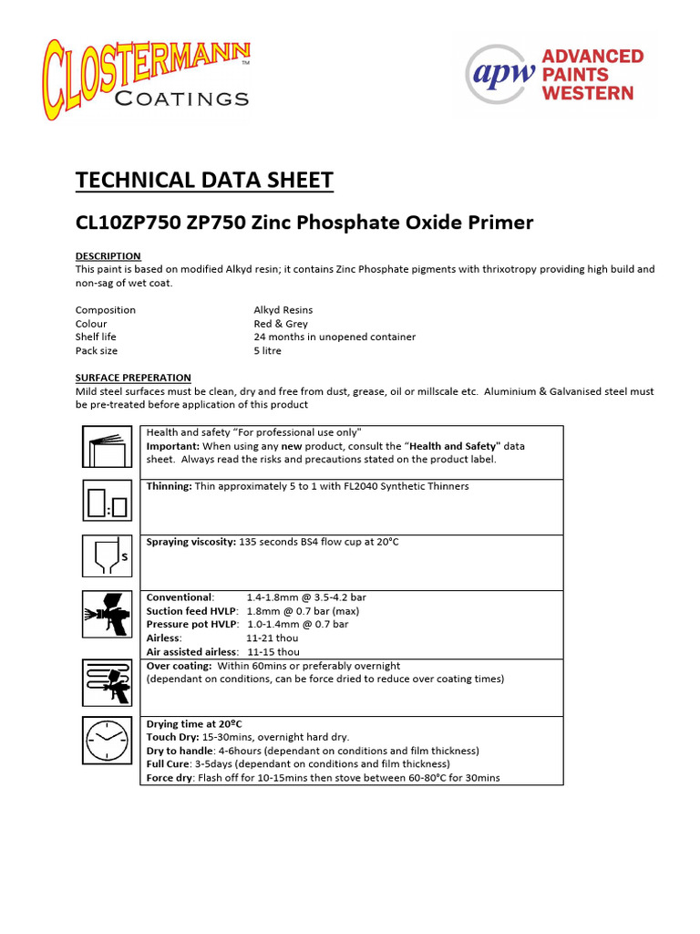ZP750-Zinc-Phosphate-Oxide-Primer-TDS Tad | PDF | Industrial Processes ...
