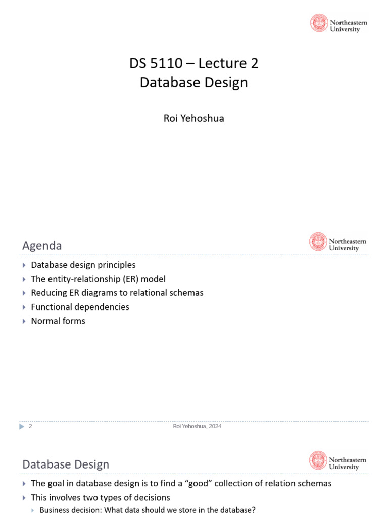 Lecture 2 - Database Design | PDF | Database Design | Databases