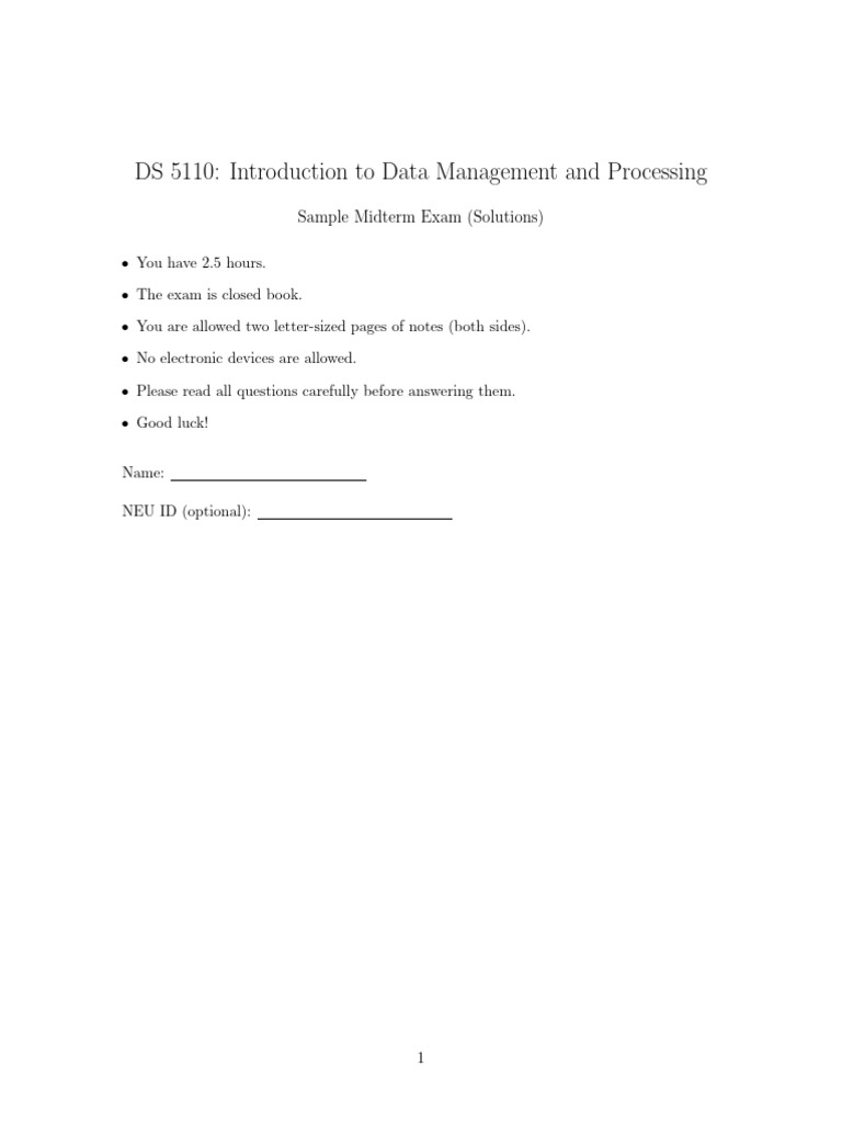 Sample Midterm Solutions | PDF | Databases | Information Science