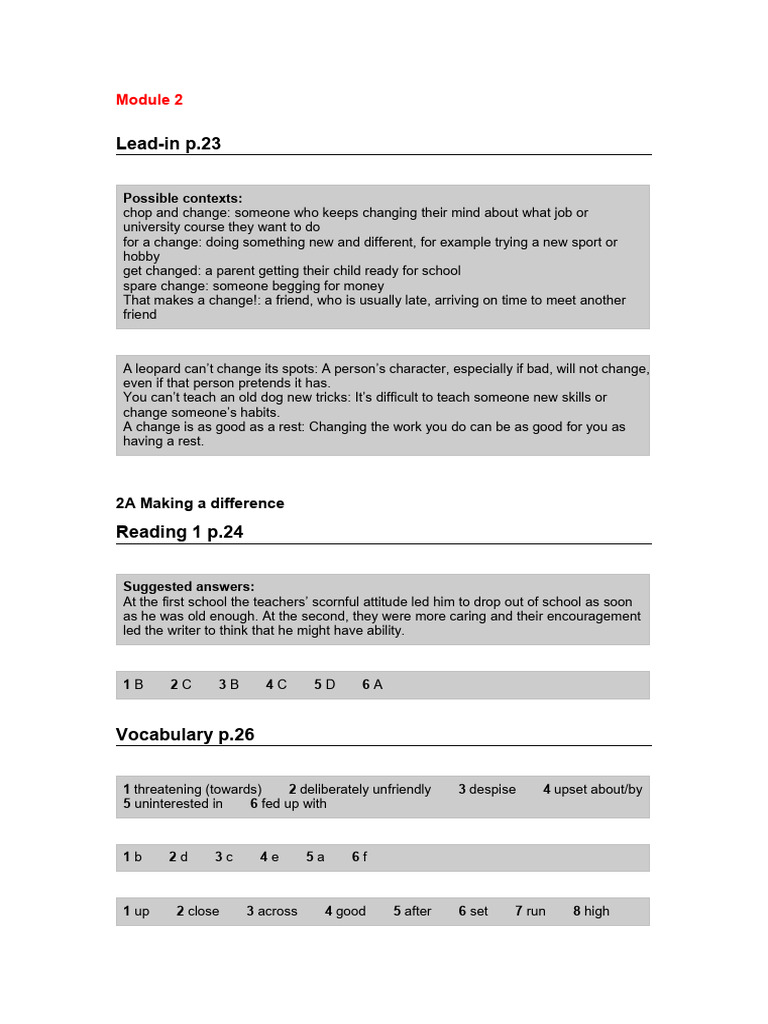 Module 2 - Key | PDF | Plural | Grammatical Number