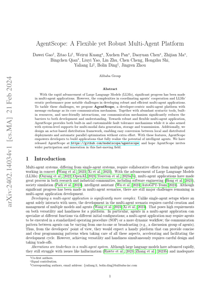 AgentScope: A Flexible Yet Robust Multi-Agent Platform | PDF | User Interface | Computer Programming