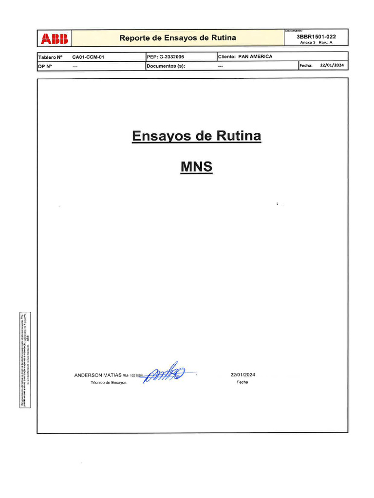 Ensayos de Rutina CCMs 1 e 2 | PDF