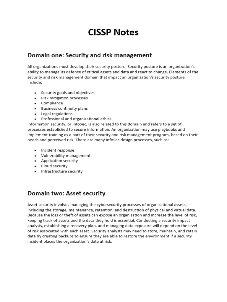 CISSP Notes | PDF | Security | Computer Security