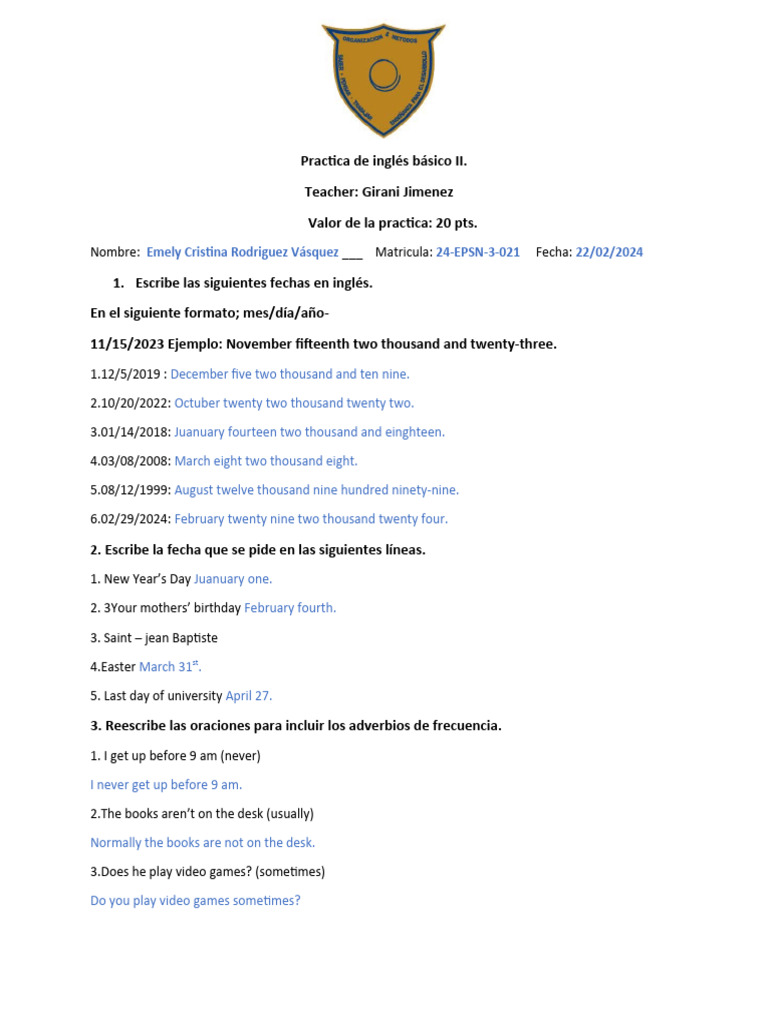 Práctica Inglés | PDF | Language Arts & Discipline | Foreign Language Studies