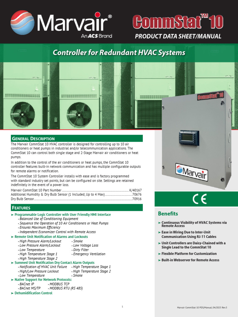 Marvair CommStat-10 PDS-Manual 04.04.23 Rev.3 | PDF | Air Conditioning ...