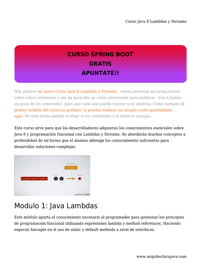 Curso Java 8 Lambdas y Streams | PDF | Función anónima | Java (lenguaje de programación)