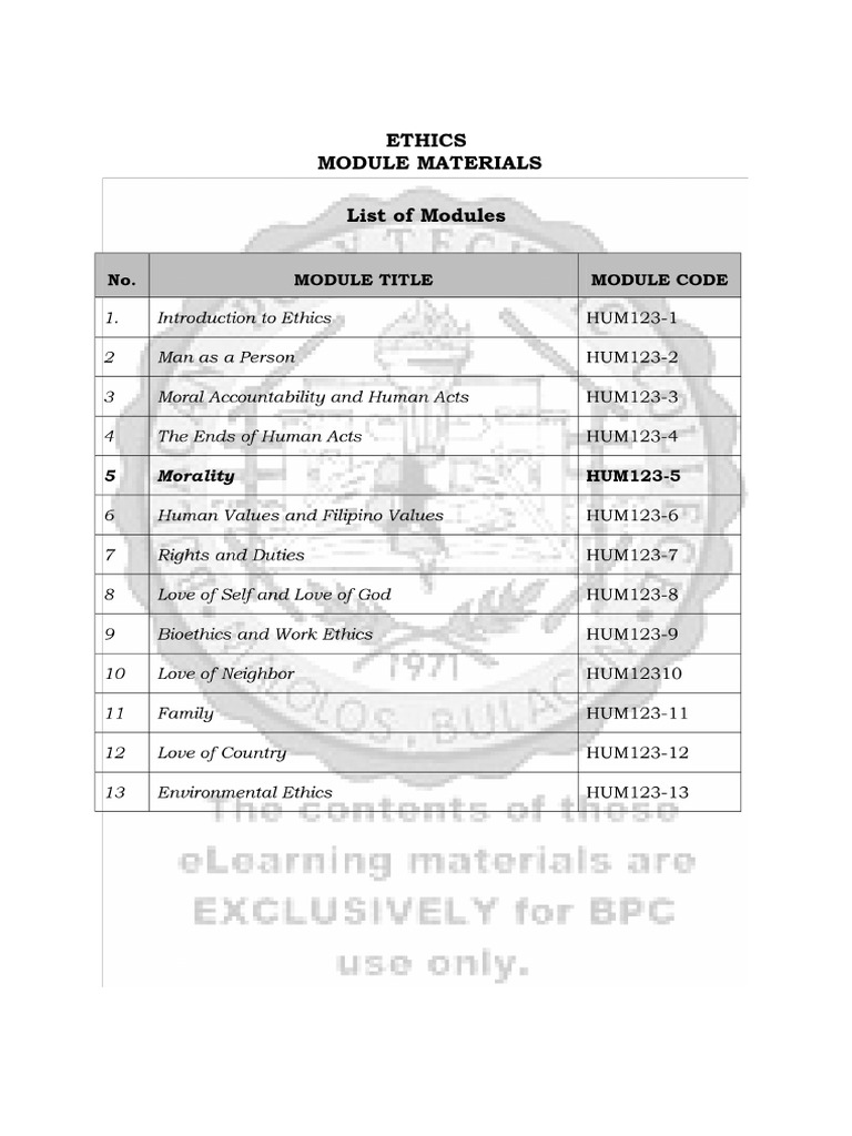 ETHICS 123 5 Morality | PDF | Conscience | Morality