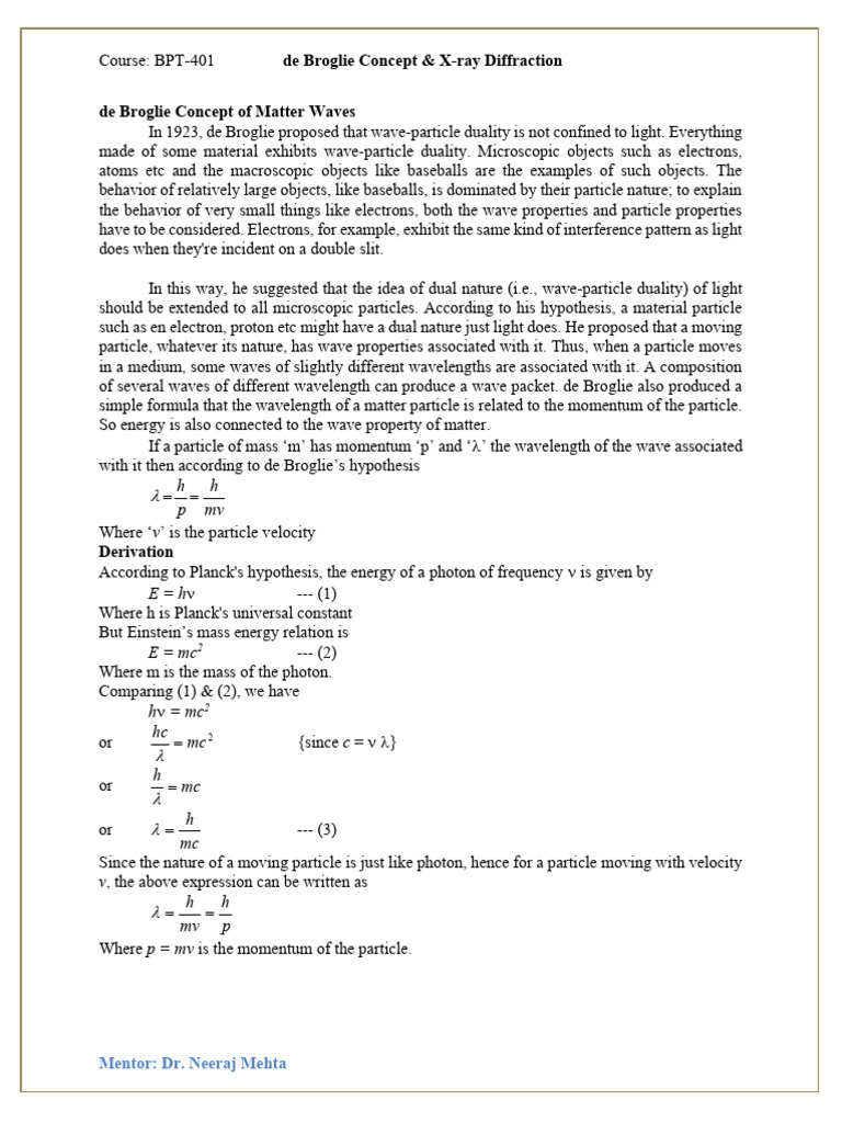 NM Theory Notes-2 | PDF | Electron | Wavelength
