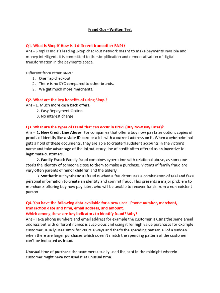 Fraud Ops - Written Test | PDF | Credit Card | Fraud