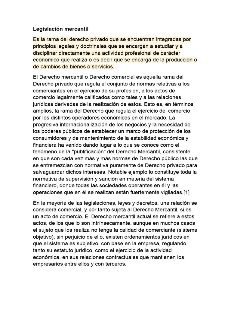 Legislación Mercantil | PDF