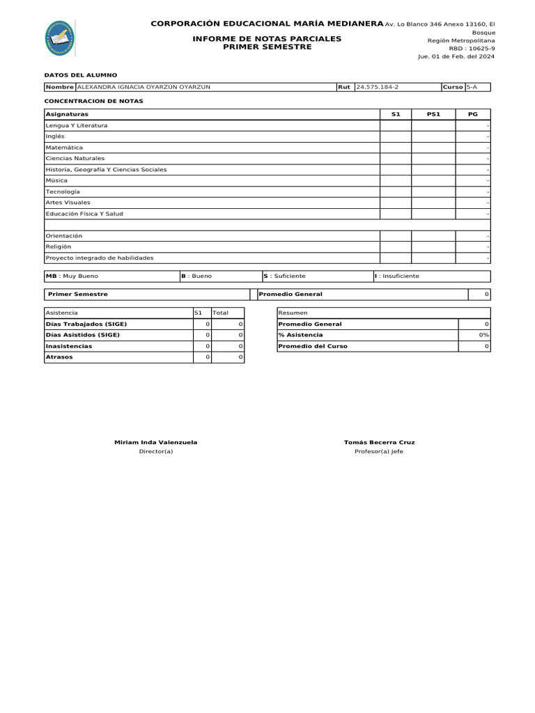 Informe de Notas | PDF