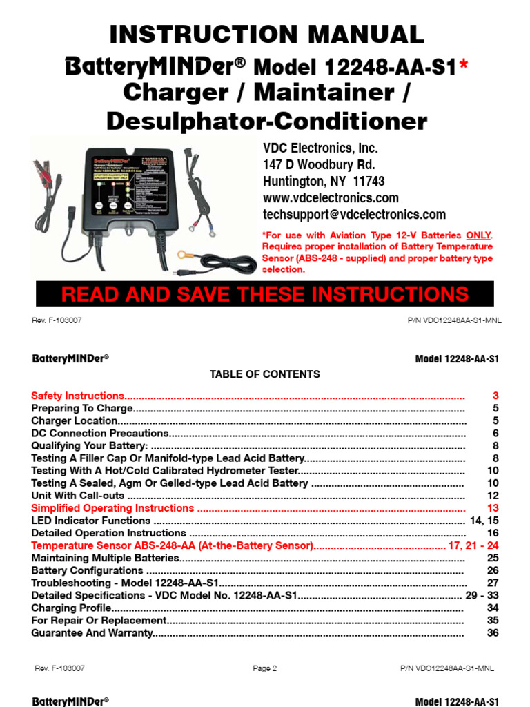 Batteryminders 12248 AA S1 - RevF - 103007 | PDF