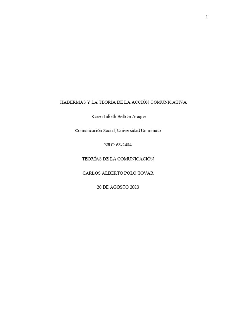 Habermas Y La Teoría De La Acción Comunicativa Pdf Jürgen Habermas