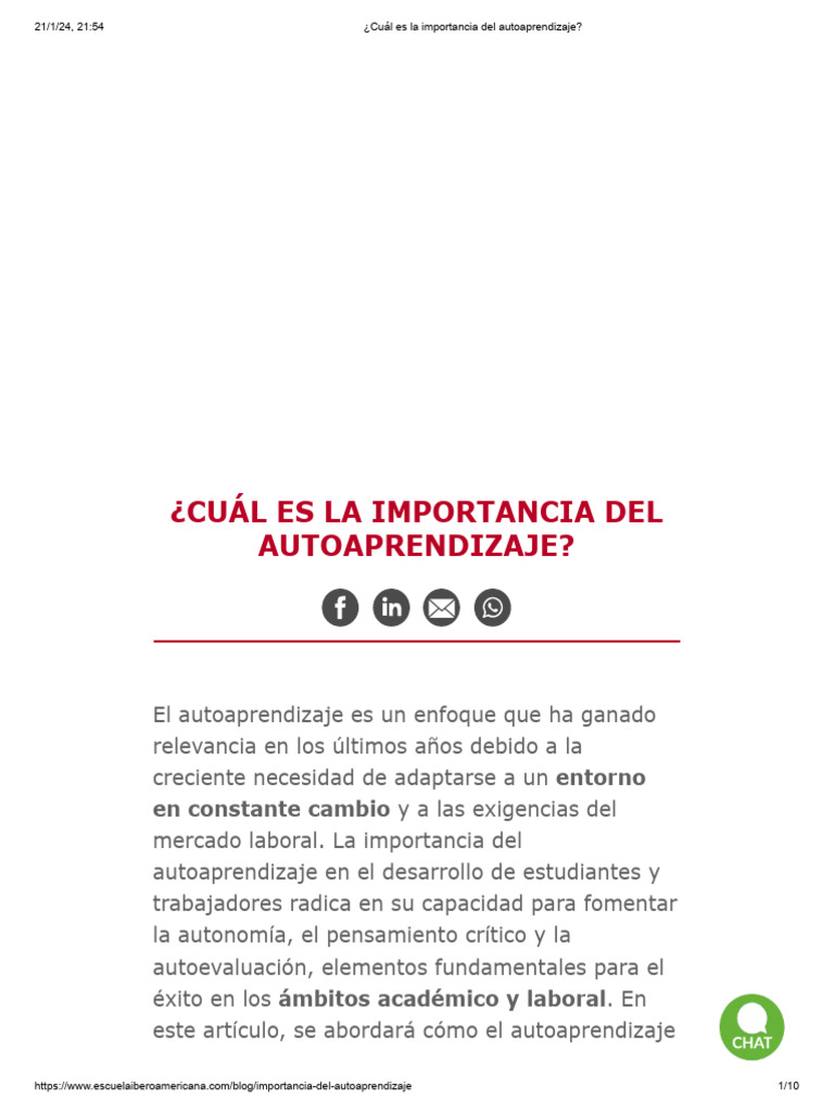 ¿Cuál Es La Importancia Del Autoaprendizaje | PDF | Aprendizaje ...