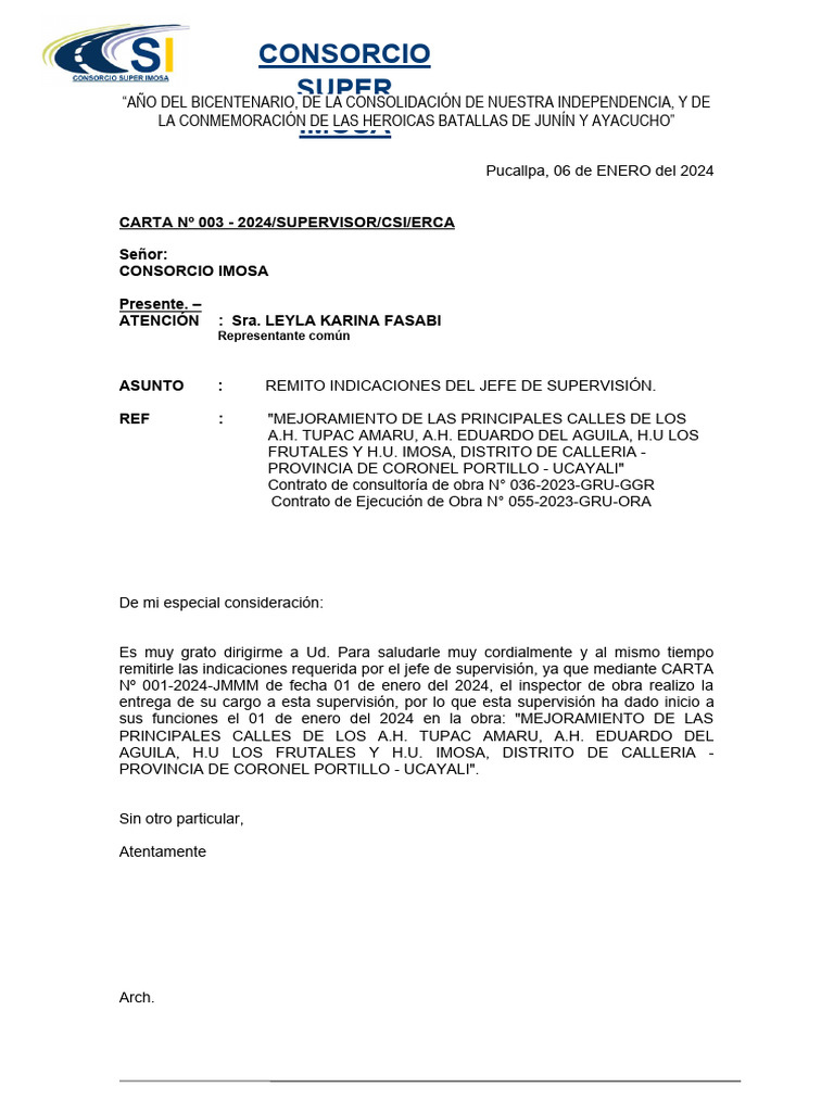Carta 003 Informe Nº 02 | PDF