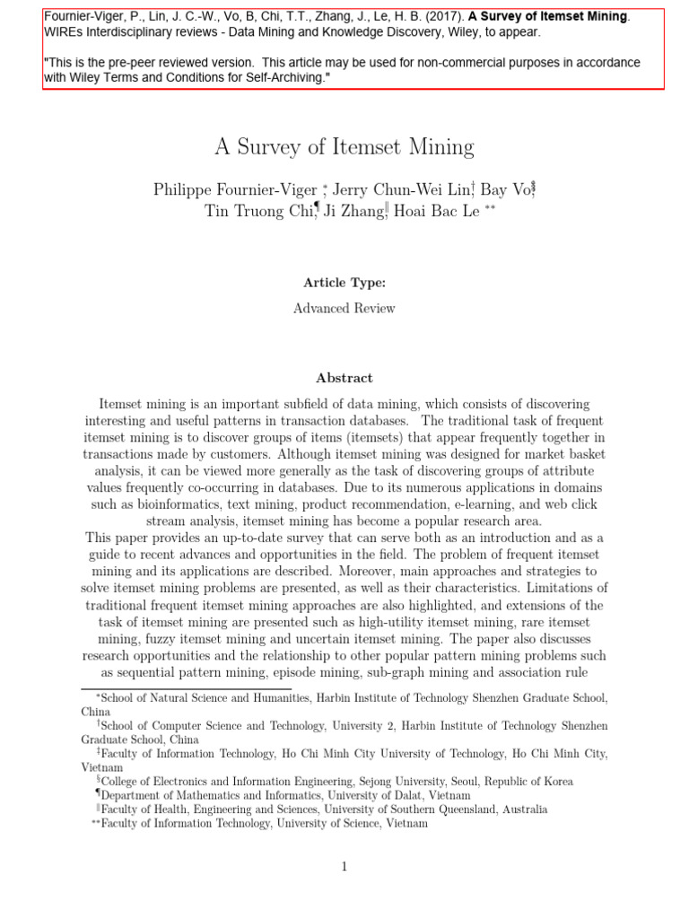 Survey - Itemset - Mining | PDF | Applied Mathematics | Computing