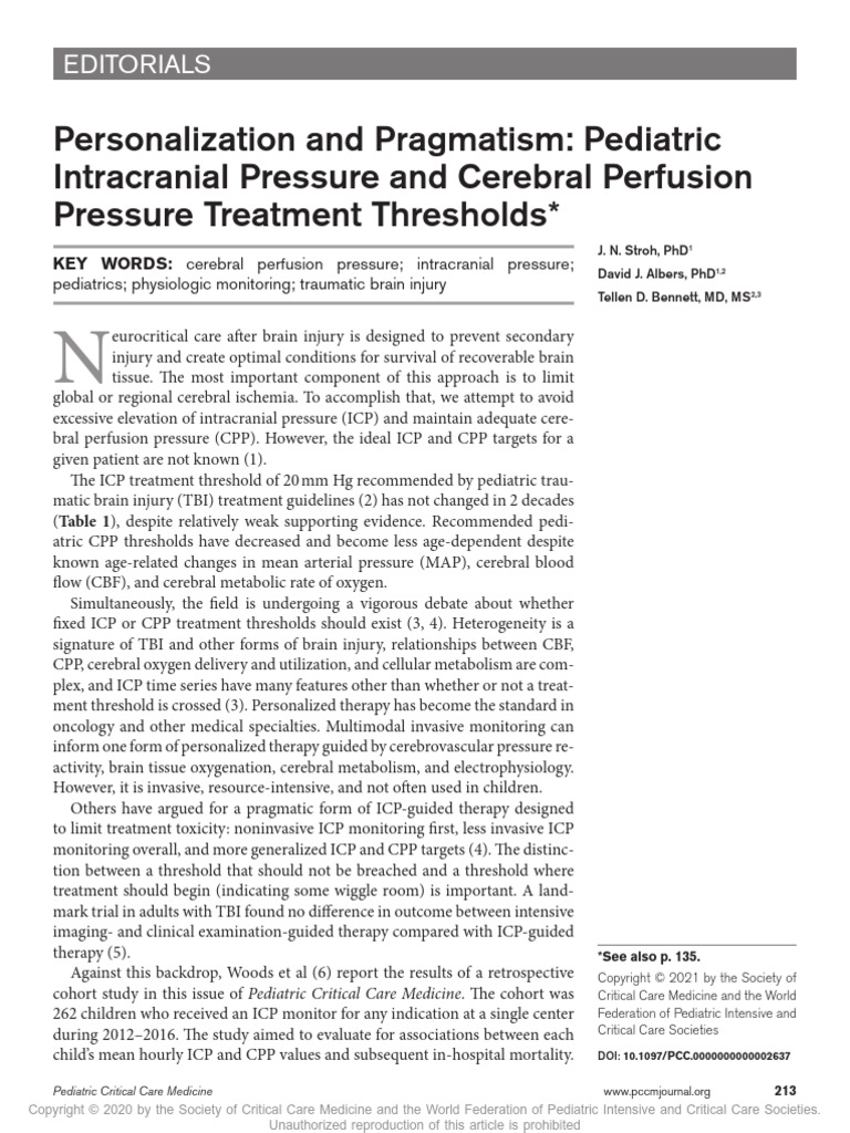 Personalization and Pragmatism - Pediatric Intracranial Pressure and ...