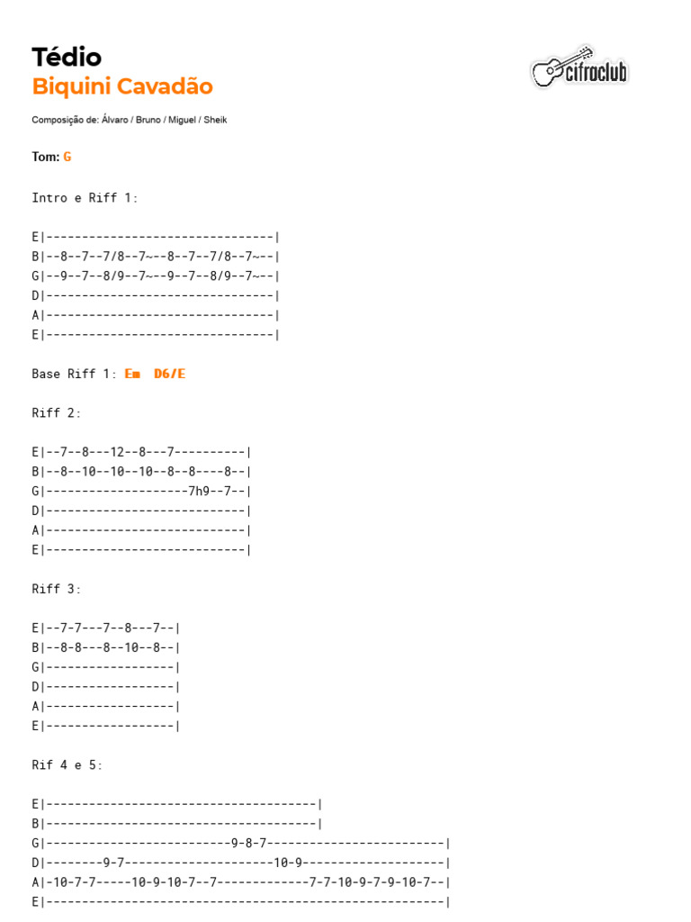 Biquini Cavadão - Tédio | PDF