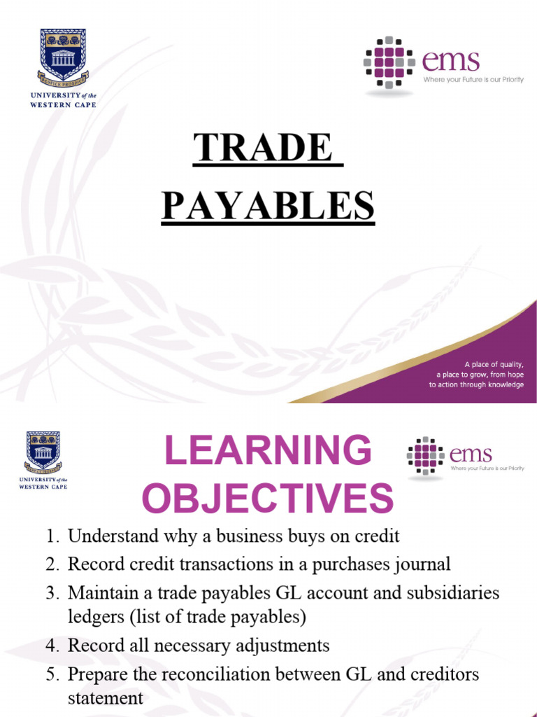 Trade Payable Slideshow | PDF | Accounts Payable | Credit