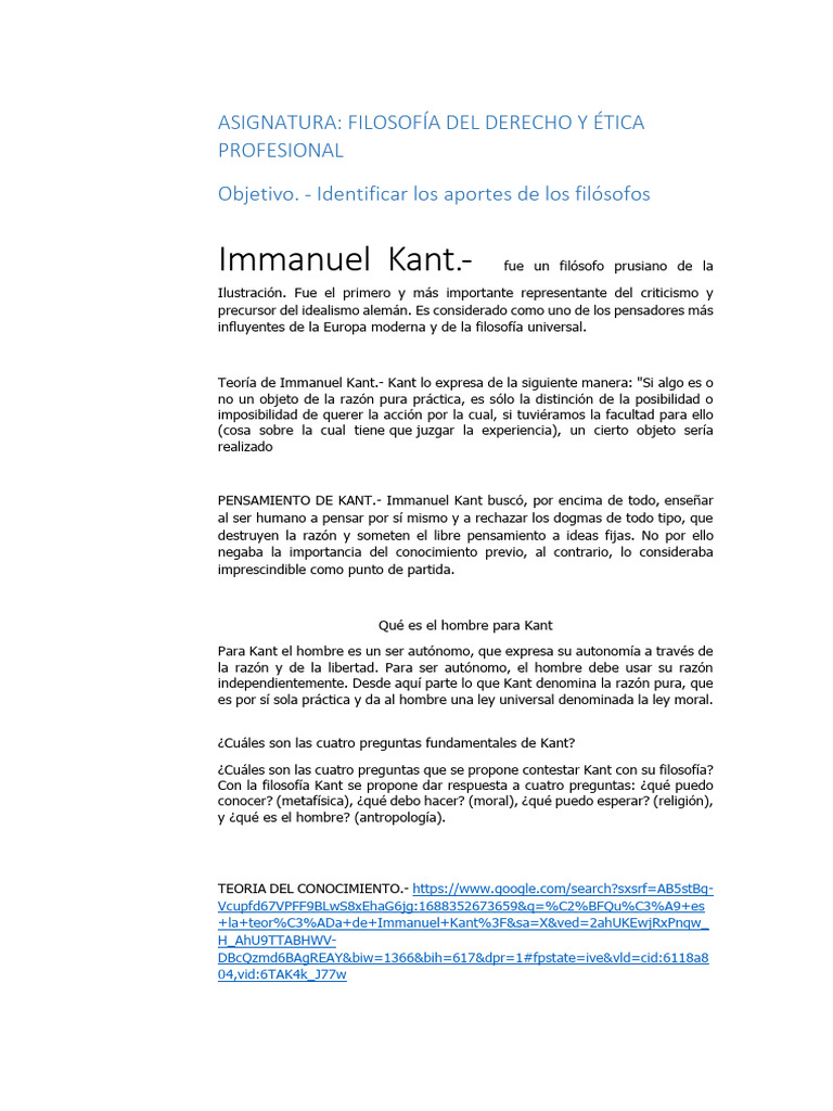 Clase 5 Kant Hegel | PDF | Immanuel Kant | Georg Wilhelm Friedrich Hegel