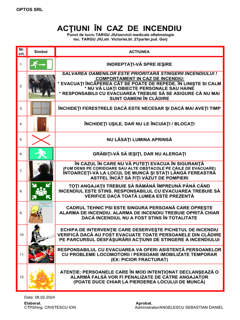 Actiuni in Caz de Incendii | PDF