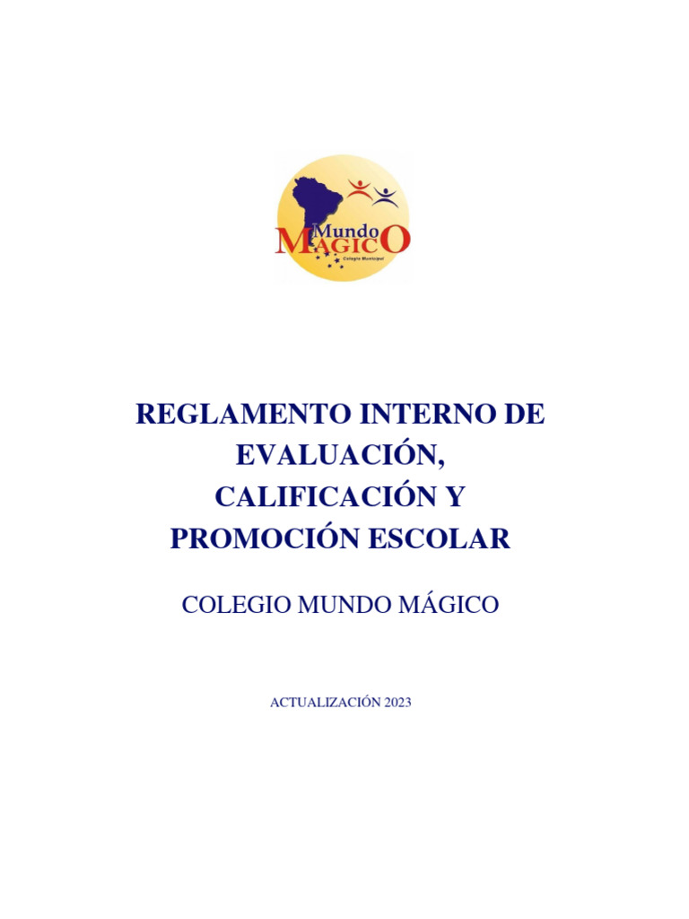 Reglamento Evaluacion Actualizado 2023 | PDF | Evaluación | Aprendizaje