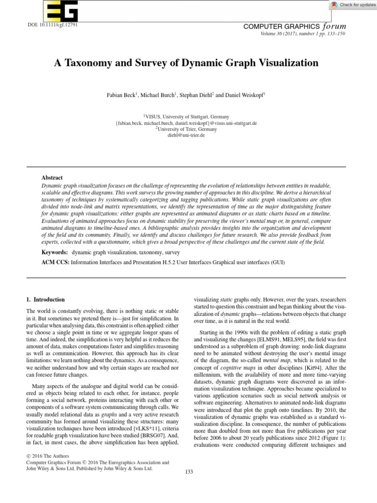 Beck Et Al. - 2017 - A Taxonomy and Survey of Dynamic Graph Visualizati ... Beck Et Al. - 2017 - A Taxonomy and Survey of Dynamic Graph Visualizati ...