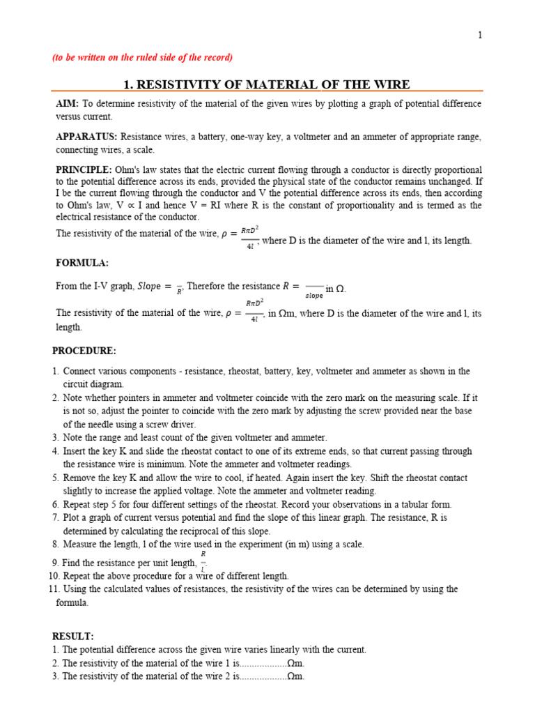 Experiment 1 & 2 | Download Free PDF | Voltage | Electrical Resistance And Conductance