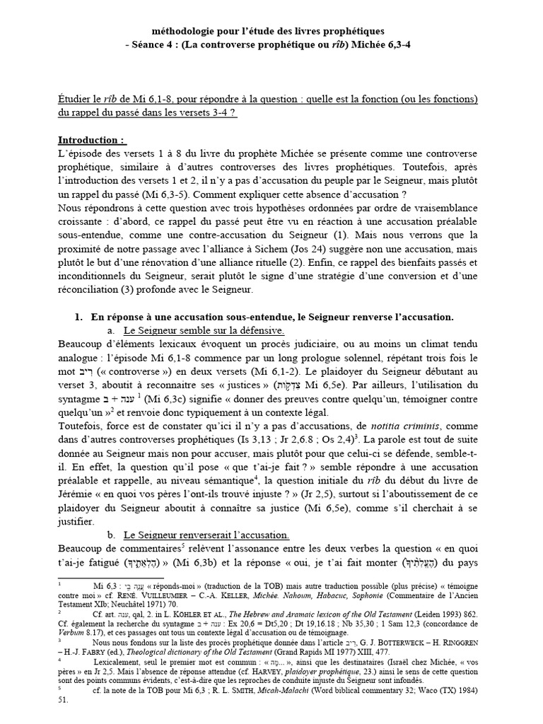 Rappel du passé dans Michée 6,3-4 | PDF | Religion et spiritualité | Droit