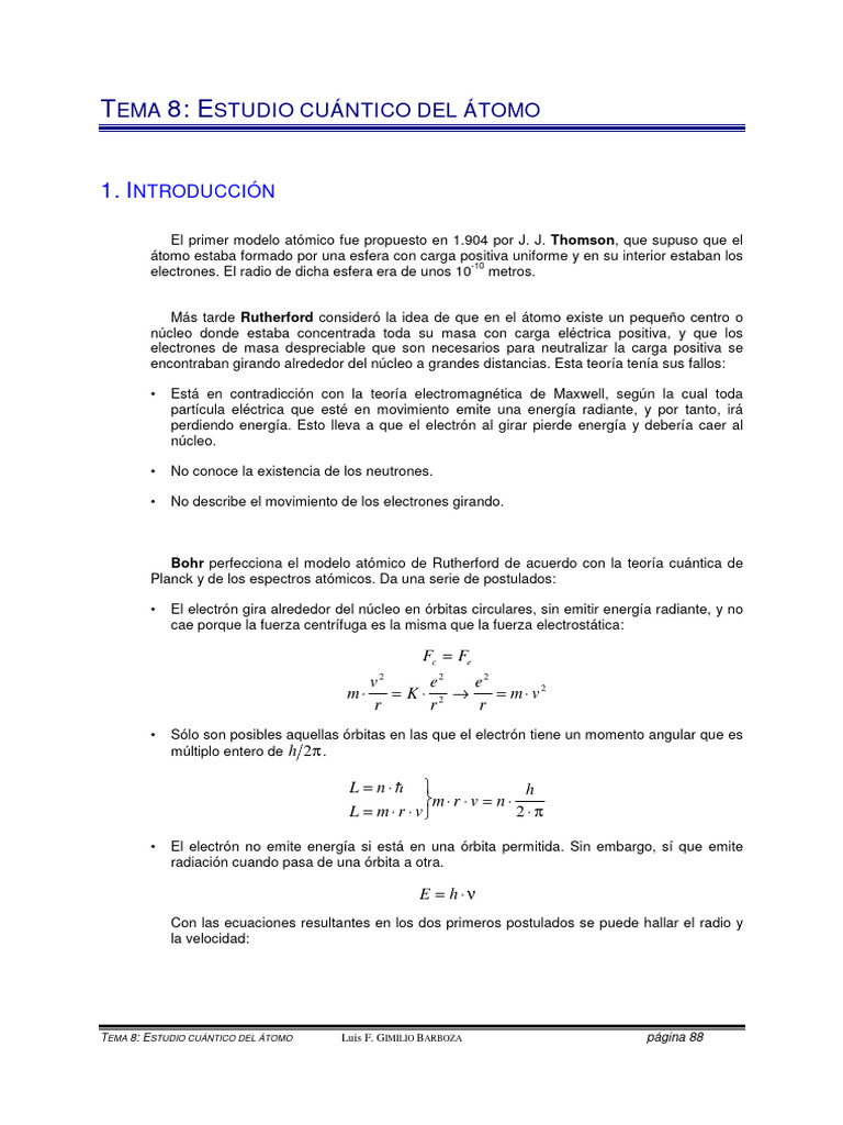 Tema 8 | PDF | Electrón | Núcleo atómico