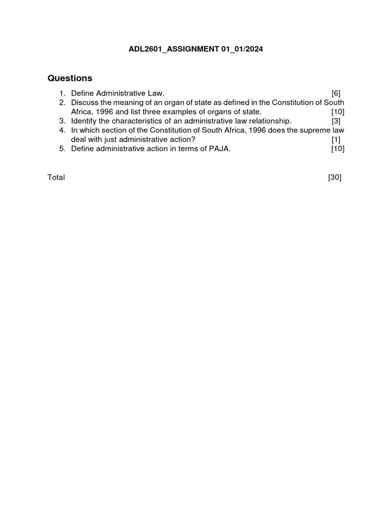 Adl2601 Assignment 01 Semester 01 2024 | PDF